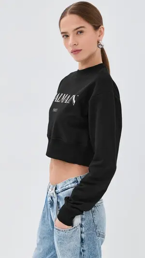 Balmain Printed Crew Neck Sweatshirt