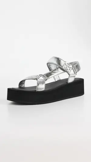 Tory Burch Mellow Platform Sandals - Silver/perfect Black