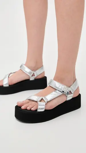 Tory Burch Mellow Platform Sandals - Silver/perfect Black