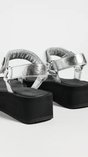 Tory Burch Mellow Platform Sandals - Silver/perfect Black