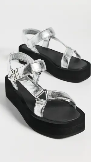 Tory Burch Mellow Platform Sandals - Silver/perfect Black