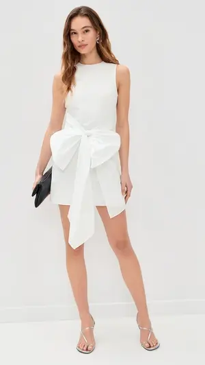 ROTATE BY BIRGER CHRISTENSEN Sleeveless Mini Dress With Bow