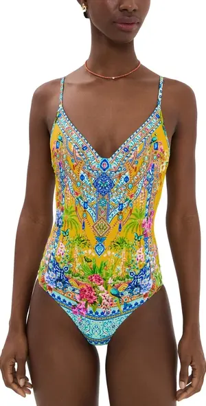 Camilla V-neck One-piece Swimsuit - Sultanahmet Summer
