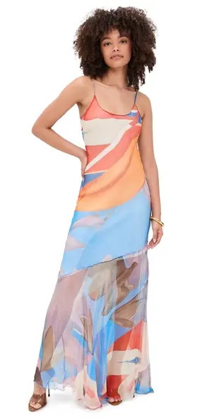 DONDE ESTEBAN Silk Chiffon Maxi Dress