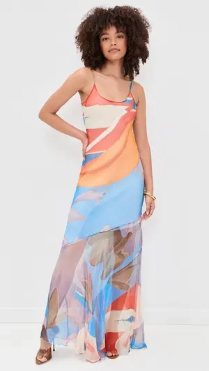 DONDE ESTEBAN Silk Chiffon Maxi Dress