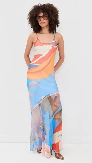 DONDE ESTEBAN Silk Chiffon Maxi Dress
