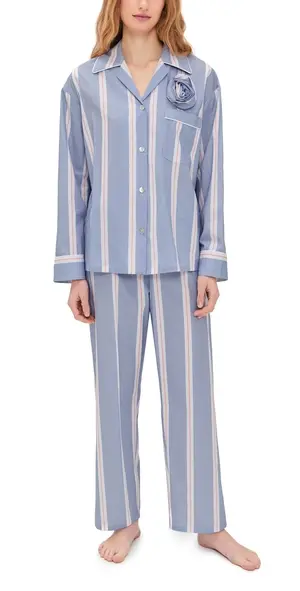 Sleeper The Rose Cotton Pajama Set - Blue Stripes