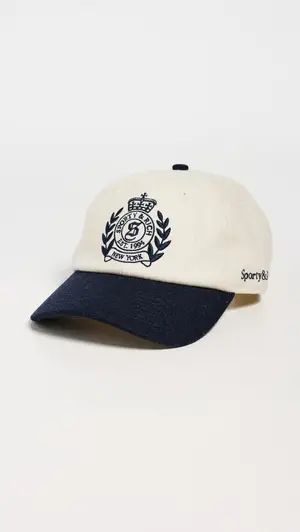 SPORTY & RICH Ny Crest Wool Cap - Ecru/dark Navy