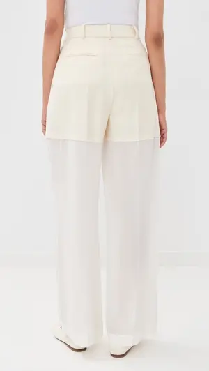 FRENKEN Flannel And Silk Chiffon Trousers