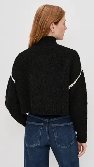 Staud Cropped Hampton Quarter Zip Sweater