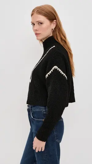 Staud Cropped Hampton Quarter Zip Sweater