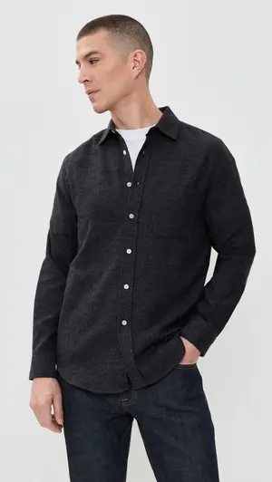 Portuguese Flannel Teca 2.0 Brushed Flannel Button Down Shirt - Grey