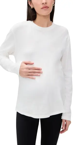 Hatch Washed Cotton Long Sleeve Tee - White