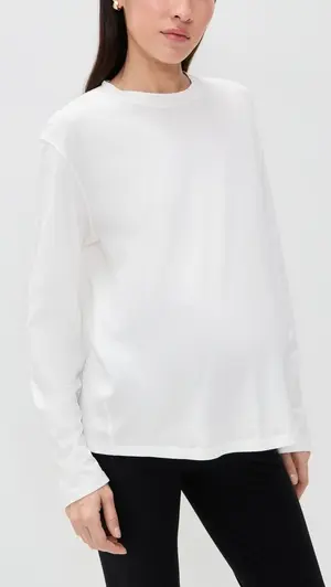 Hatch Washed Cotton Long Sleeve Tee - White