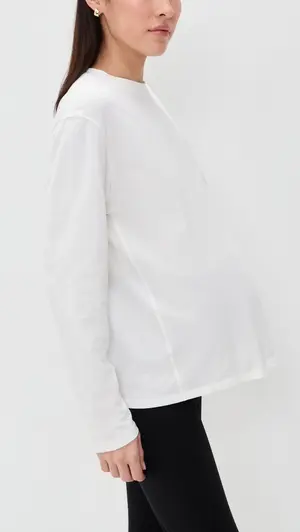 Hatch Washed Cotton Long Sleeve Tee - White