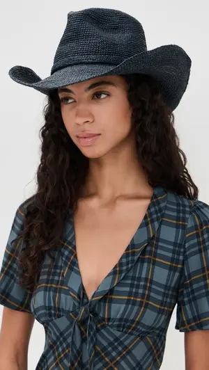 Janessa Leoné Western Straw Fedora - Navy