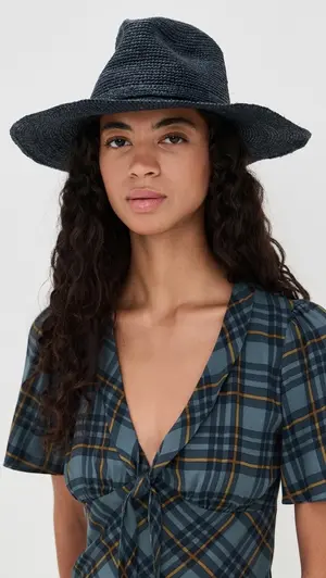 Janessa Leoné Western Straw Fedora - Navy