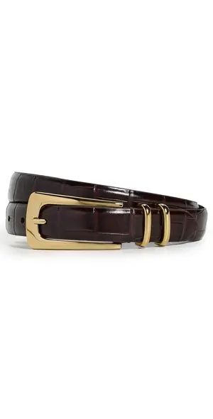 Madewell Elongated Buckle Belt - Chocolate Raisin Croco