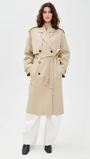 ANINE BING Rickie Maxi Trench - Beige