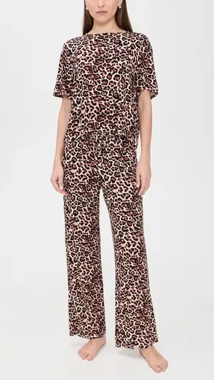Honeydew Intimates Leopard Print Tee And Pants Set