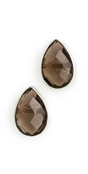 Shashi Benington Smokey Quartz Stud Earrings - Silver/smokey Quartz
