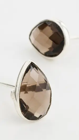 Shashi Benington Smokey Quartz Stud Earrings