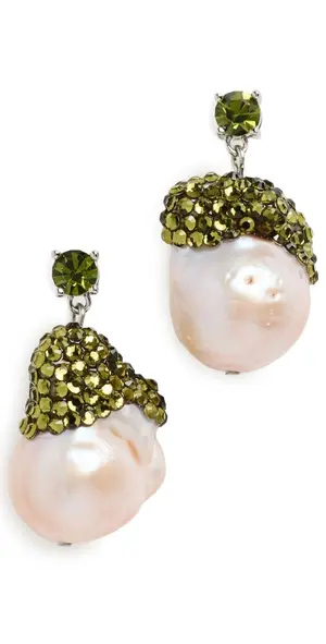 Tory Burch Moondance Crystal And Pearl Drop Earrings - Pink/green