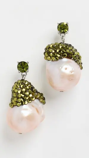 Tory Burch Moondance Crystal And Pearl Drop Earrings - Pink/green