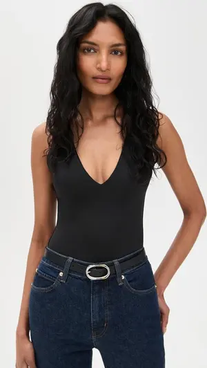 Good American Scuba Deep V Thong Bodysuit - Black001