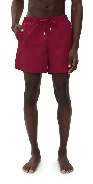BATHER Solid Swim Trunks - Sangria