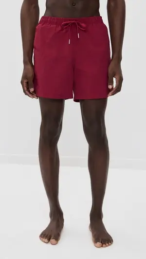 BATHER Solid Swim Trunks - Sangria