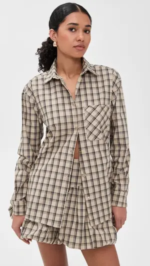 LE BOP Winnie Buttondown - Khaki Check