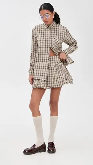 LE BOP Winnie Buttondown - Khaki Check