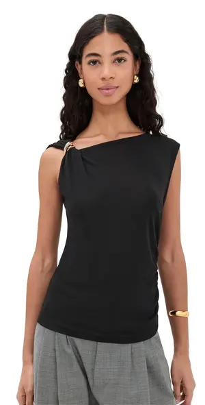 Vince Sleeveless Top With Shoulder Drape
