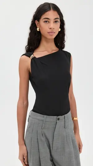 Vince Sleeveless Top With Shoulder Drape