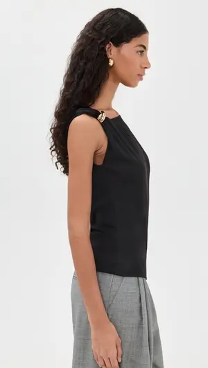 Vince Sleeveless Top With Shoulder Drape