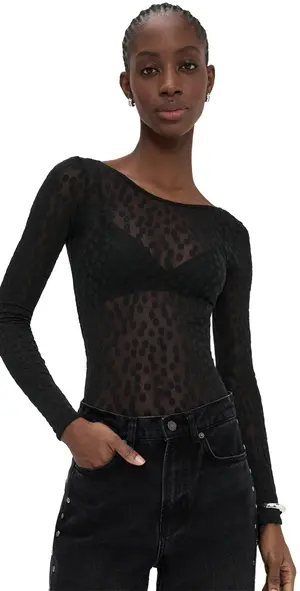 Wolford Sweet Dots Thong Bodysuit - Black