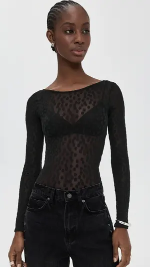 Wolford Sweet Dots Thong Bodysuit - Black