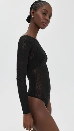 Wolford Sweet Dots Thong Bodysuit - Black