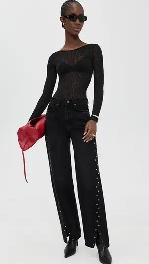 Wolford Sweet Dots Thong Bodysuit - Black