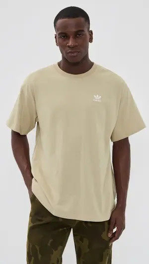 Adidas Trefoil Essentials Oversized Tee - Stone Khaki