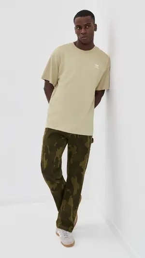 Adidas Trefoil Essentials Oversized Tee - Stone Khaki