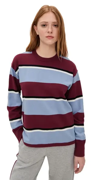STATE & LAKE Nia Rugby Striped Sweater - Burgundy/blue