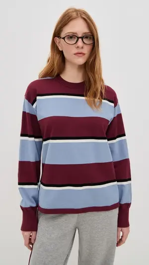 STATE & LAKE Nia Rugby Striped Sweater - Burgundy/blue
