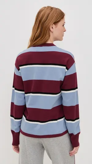 STATE & LAKE Nia Rugby Striped Sweater - Burgundy/blue