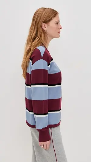 STATE & LAKE Nia Rugby Striped Sweater - Burgundy/blue