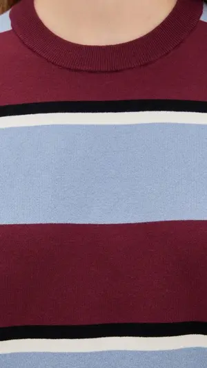 STATE & LAKE Nia Rugby Striped Sweater - Burgundy/blue