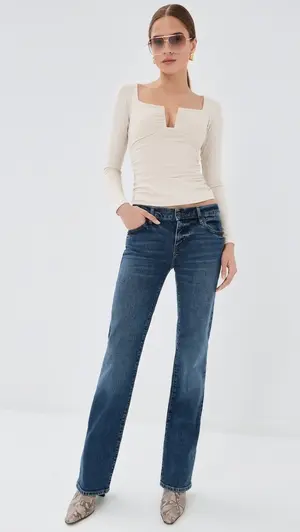 Susana Monaco Square Neck Long-sleeve Top