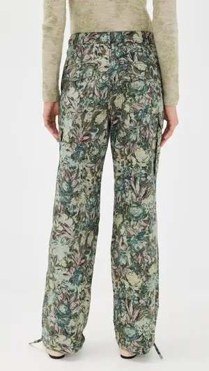 GANNI Printed Stretched Cotton Cargo Pants