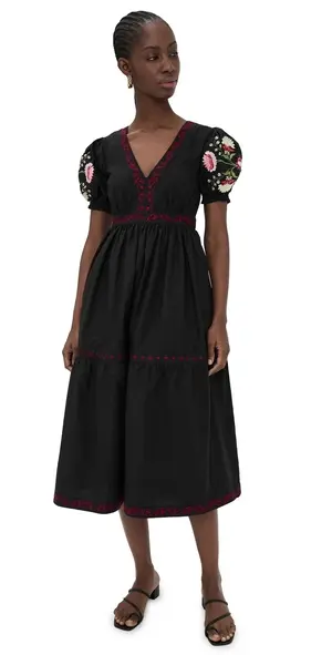Fanm Mon Gana Embroidered Midi Dress
